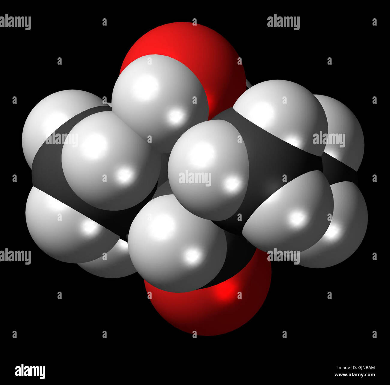 A 3D spacefill model representation of a molecular structure, commonly ...