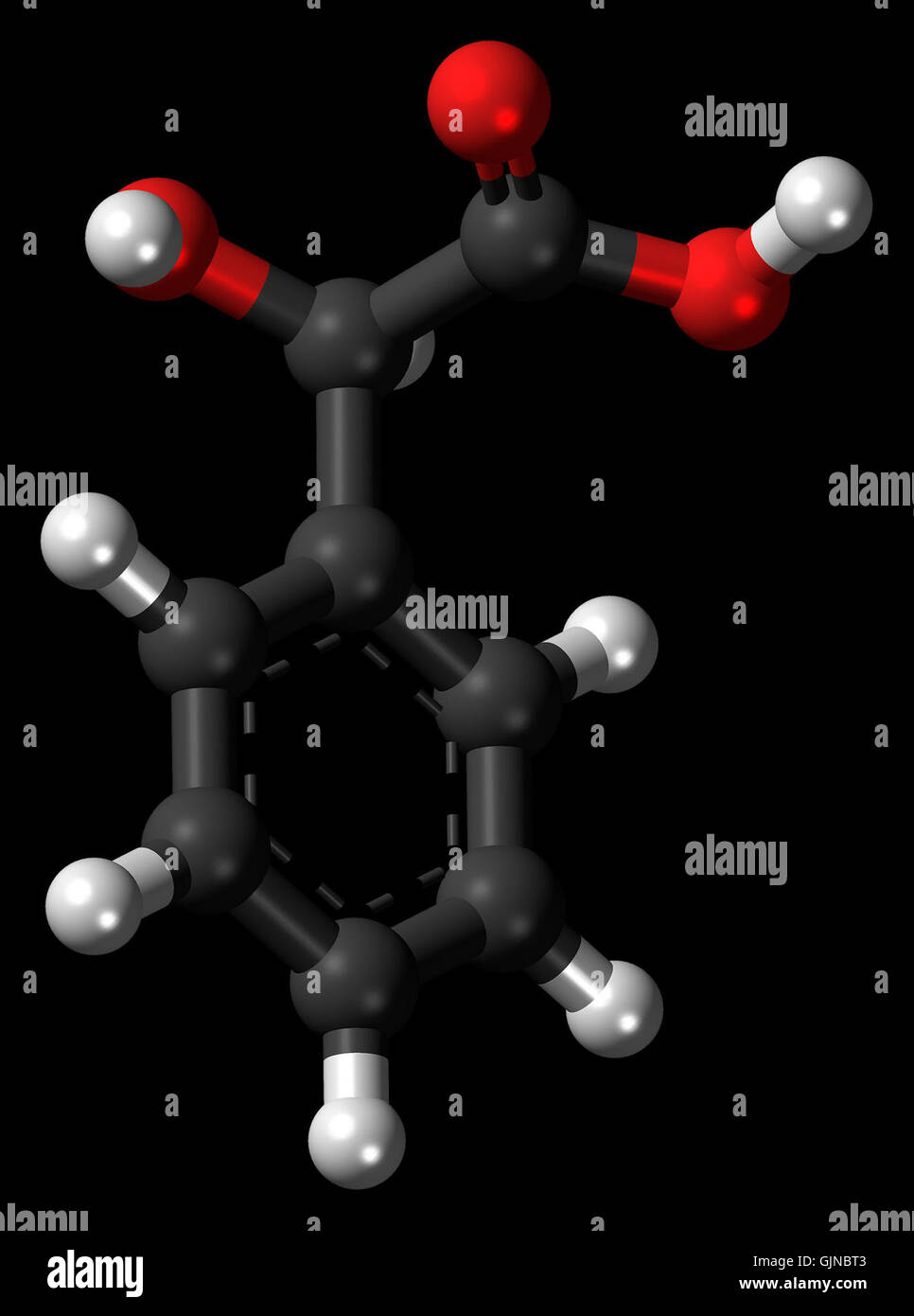 This depiction shows the molecular structure of mandelic acid, a ...
