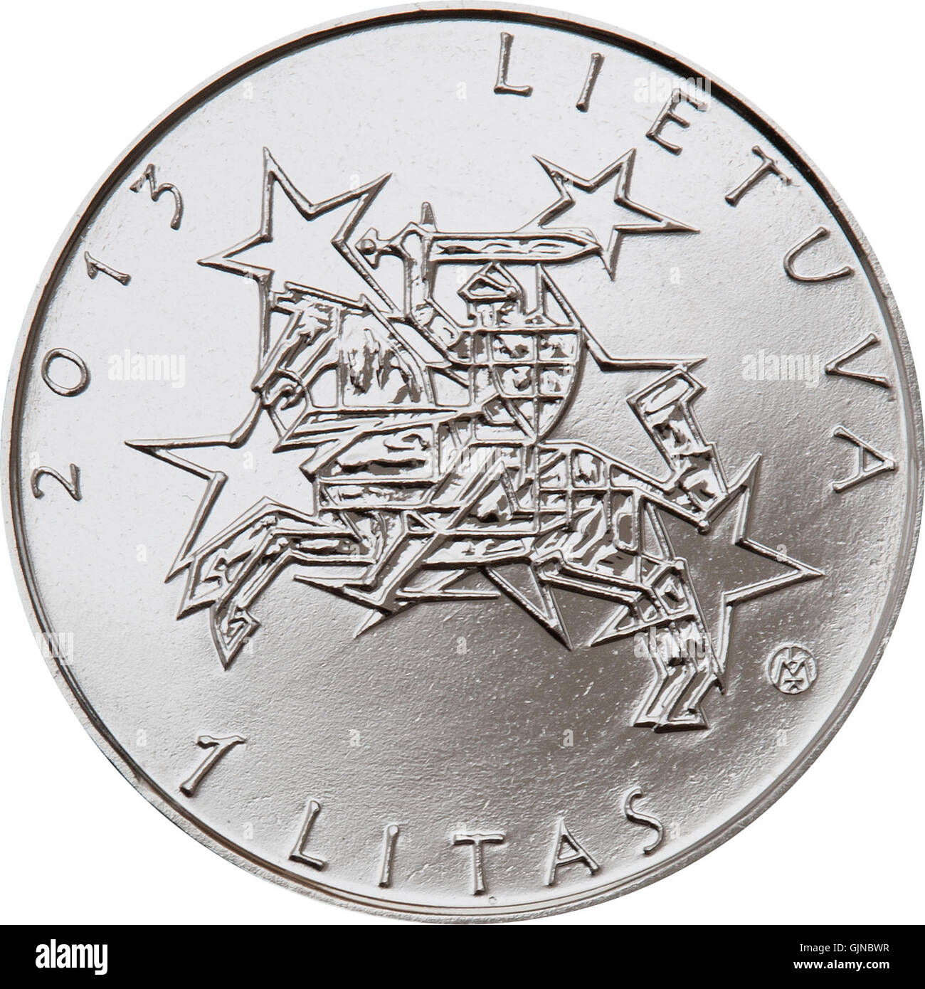 A 2013 1 Litas coin from Lithuania, part of the country's commemorative currency series. The ...