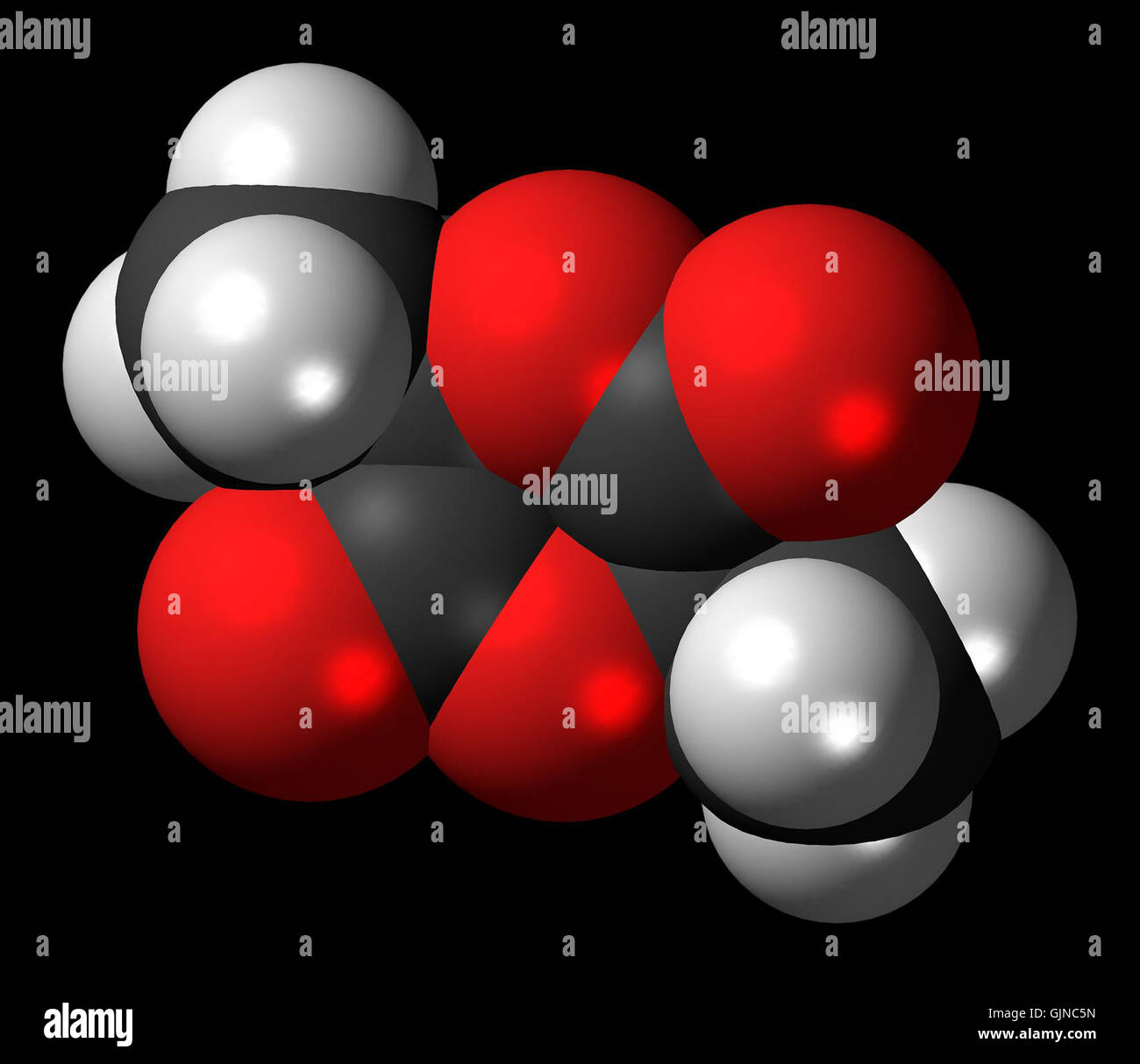 The *Lactide molecule spacefill* model shows the 3D structure of the ...