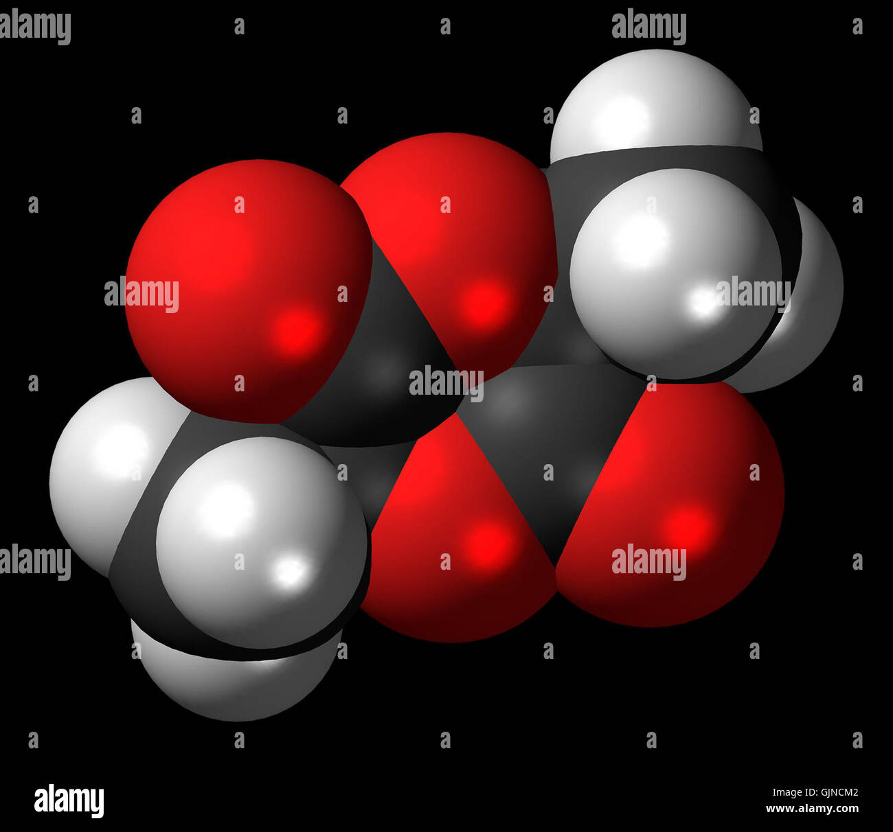 The Lactide molecule spacefill model represents the molecular structure ...