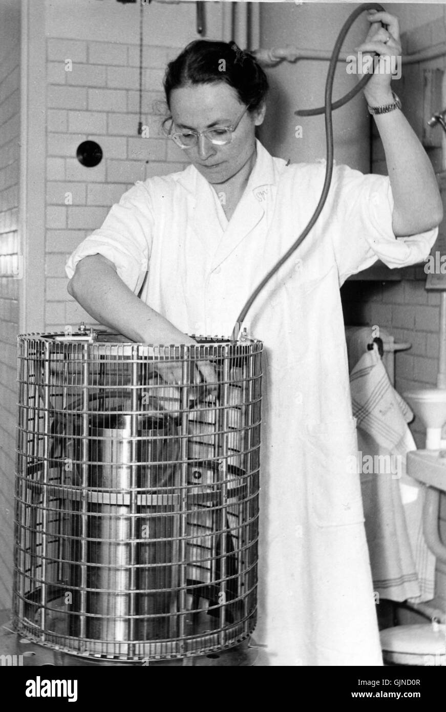 This historical photograph from 1950 features Maria Kurowska, who was ...