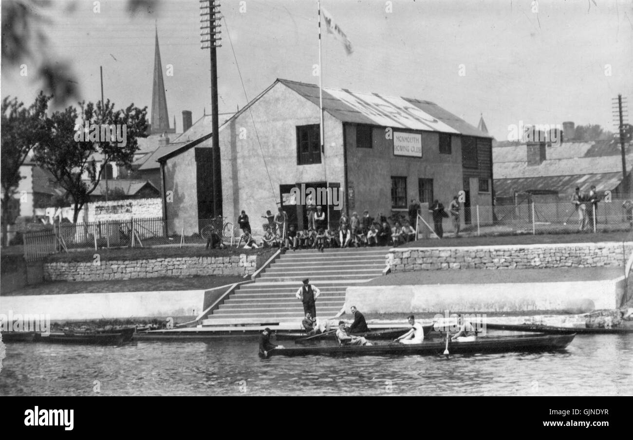 This vintage photograph from the 1930s shows the Monmouth Rowing Club ...