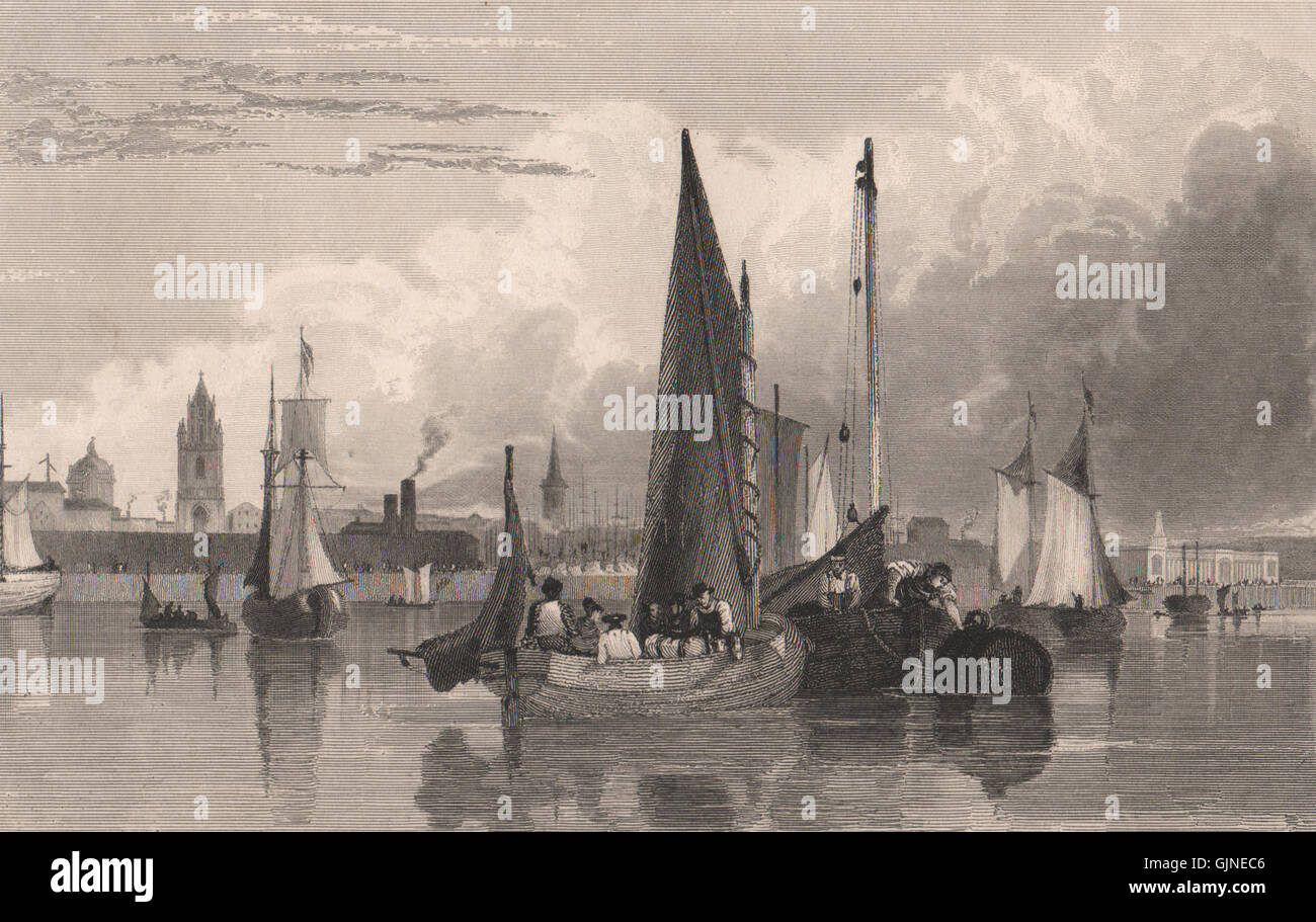 Liverpool, from the Mersey, plate II. AUSTIN, antique print 1829 Stock ...
