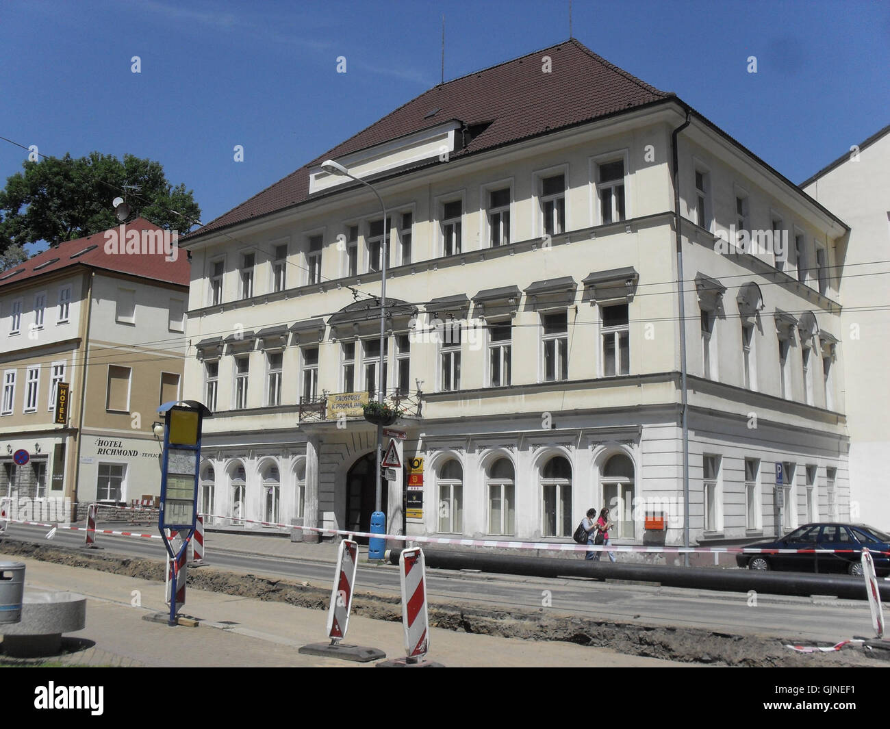 A historic image of the *Hotel U Prusk* in Teplice, Czech Republic ...
