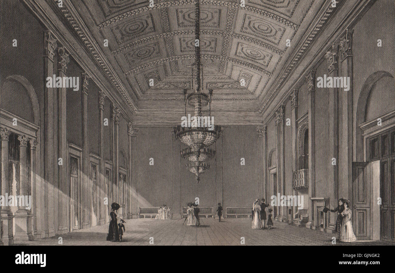 Interior of the Ballroom, Liverpool Town Hall. HARWOOD, antique print ...