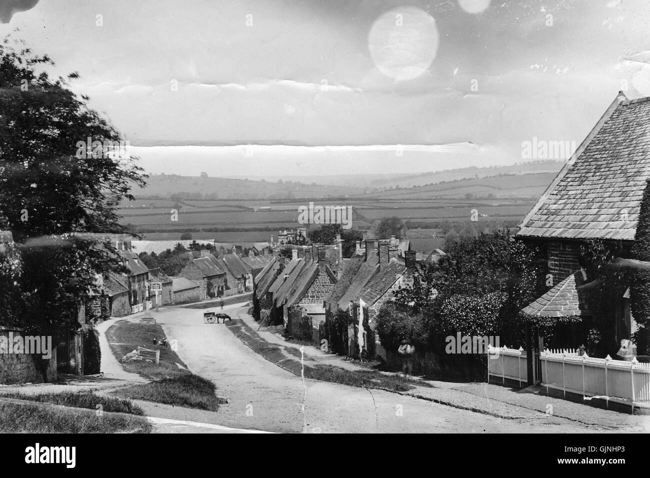 This historical image depicts Rockingham Village, taken around 1901 ...