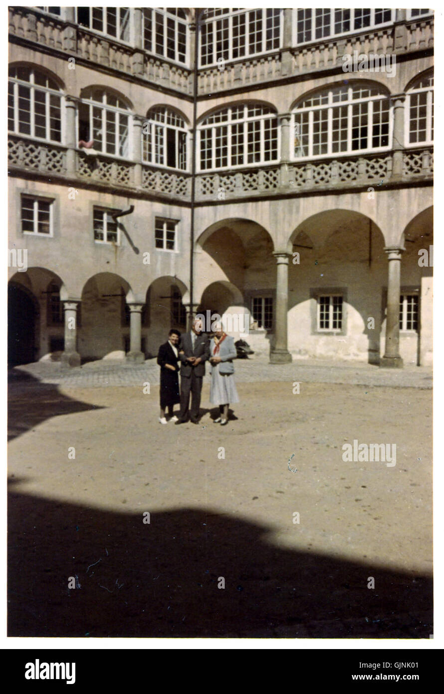 Schlosshof Ellwangen, a historical site in Germany, captured in 1953 ...