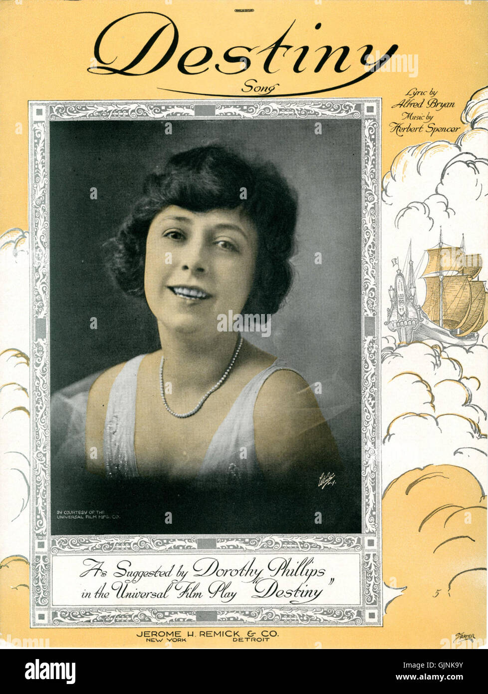 The sheet music cover for 'Destiny Song' from 1919, featuring an ...