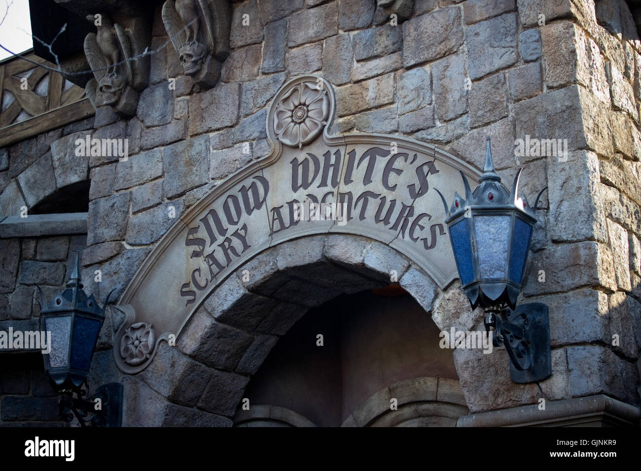 The entrance to 'Snow White's Scary Adventures' at a theme park ...