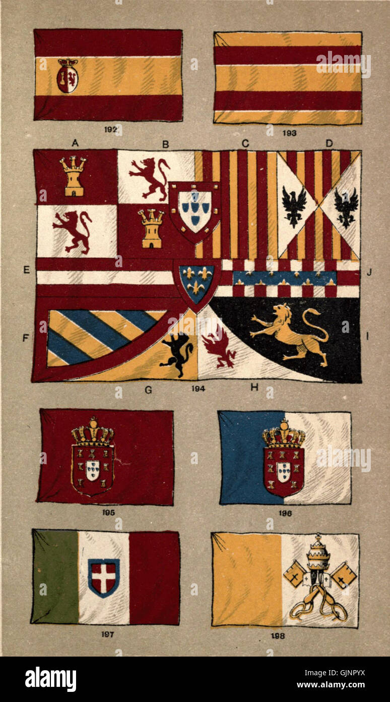 Plate 18 of 'The Flags of the World' series presents an array of global ...