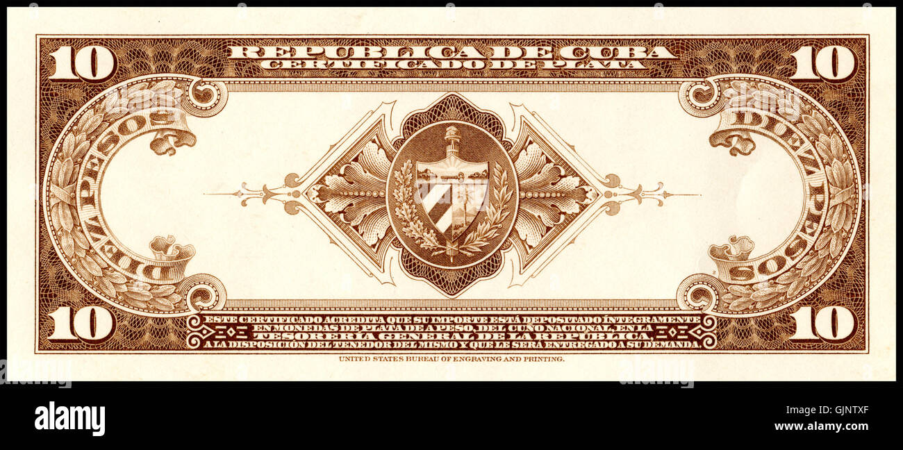 US BEP República de Cuba (color certified proof) 10 silver pesos, 1930s ...