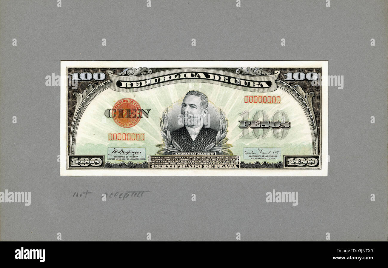 This progress proof features a 100 silver pesos coin from 1934, issued ...