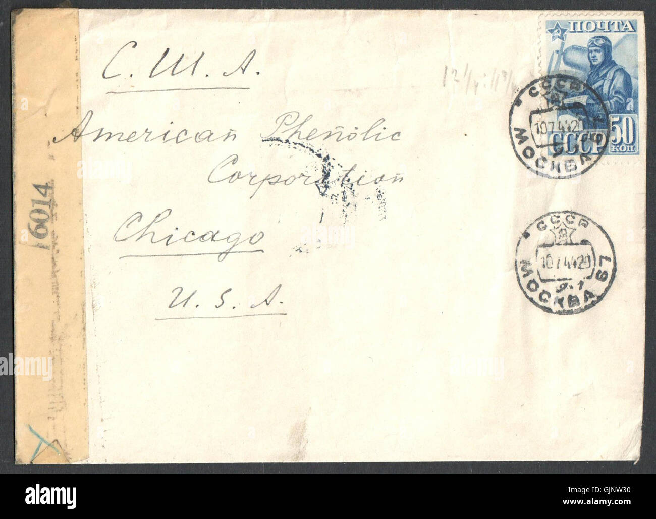 This cover, dated July 10, 1944, from the Soviet Union, highlights the ...