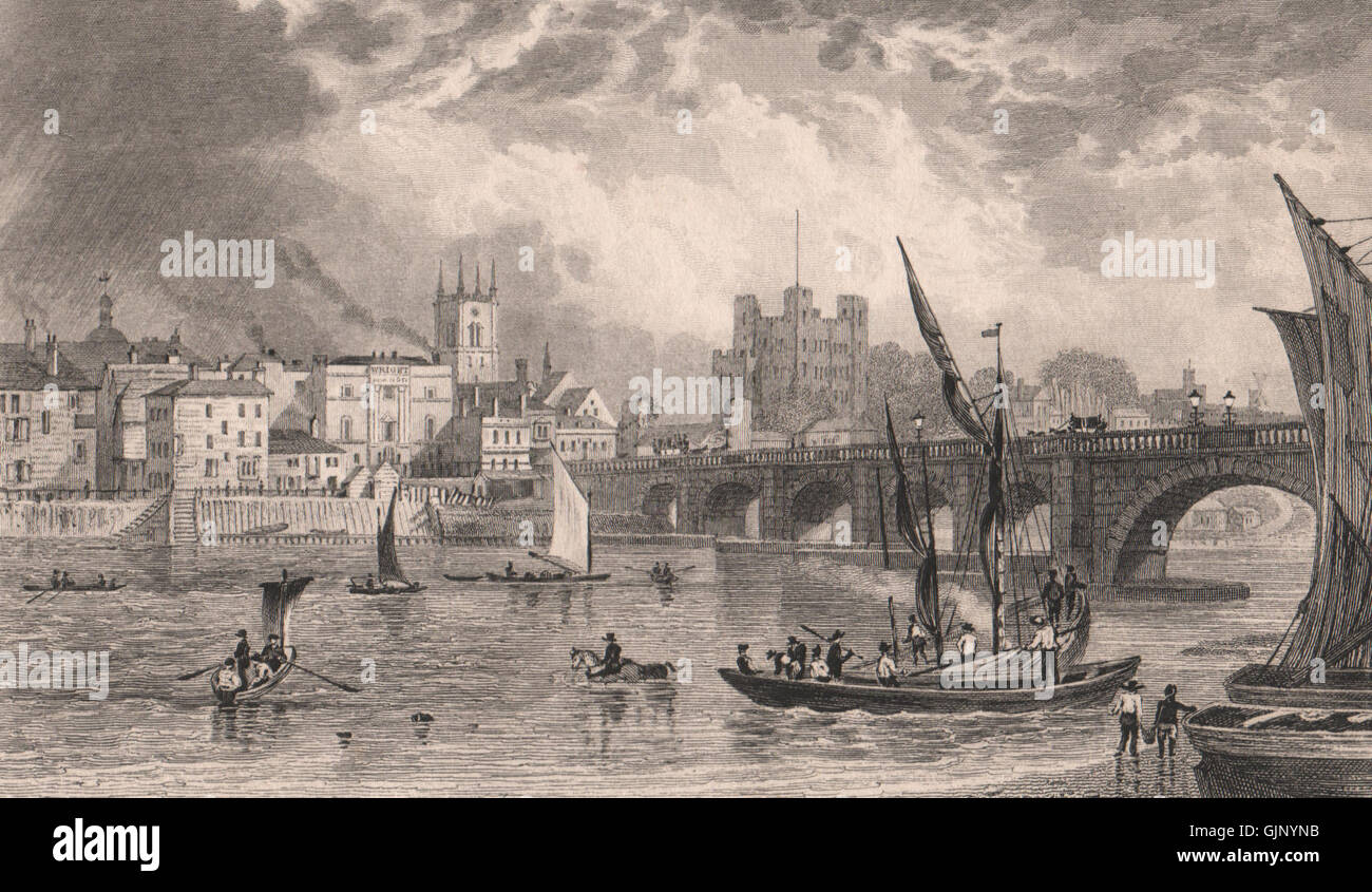 Rochester Bridge. Kent. SHEPHERD, antique print 1829 Stock Photo - Alamy