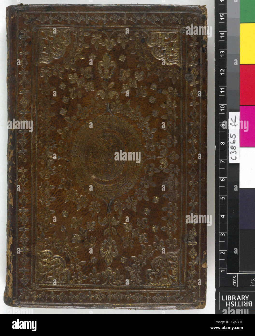 The upper cover of the book 'Basilicon Doron', a royal manuscript ...