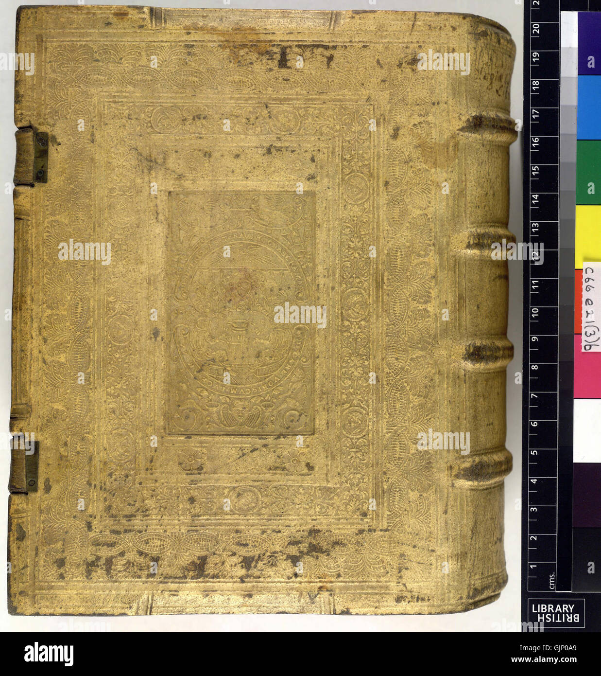 The lower cover of the book 'Theologi Calvinistarum libri tres', a ...