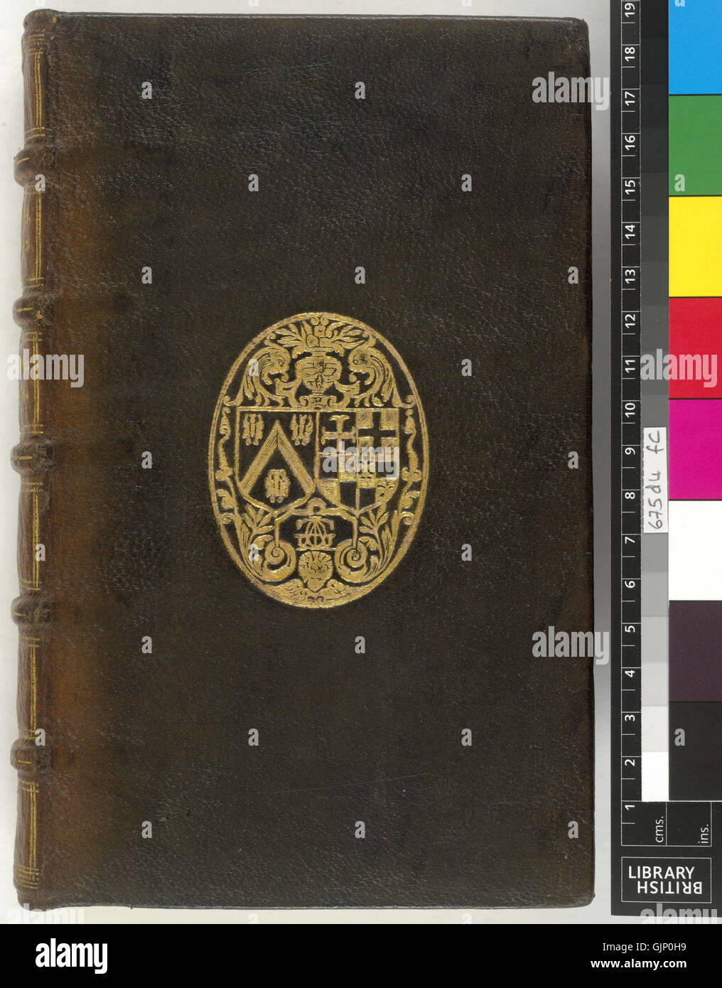 This image refers to the upper cover of a historical book or document ...