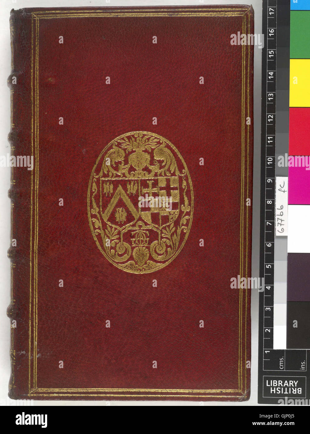 A historical upper cover of a book or manuscript, featuring decorative ...