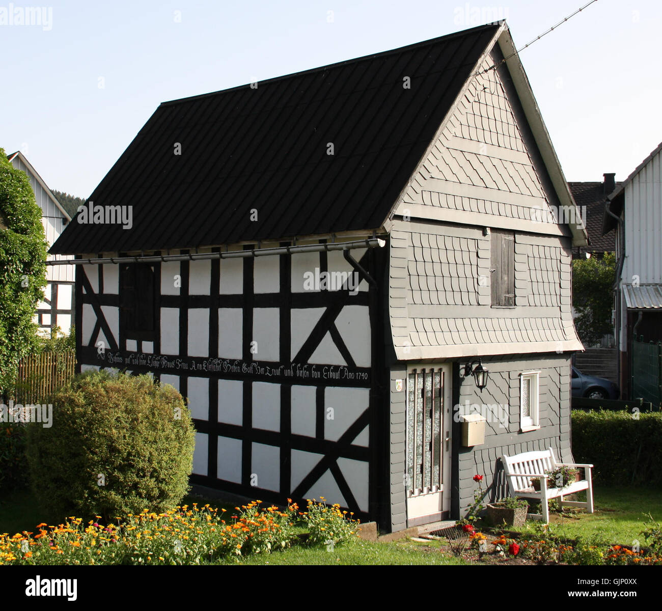 This image depicts an old sheep barn (Schafstall) located in ...