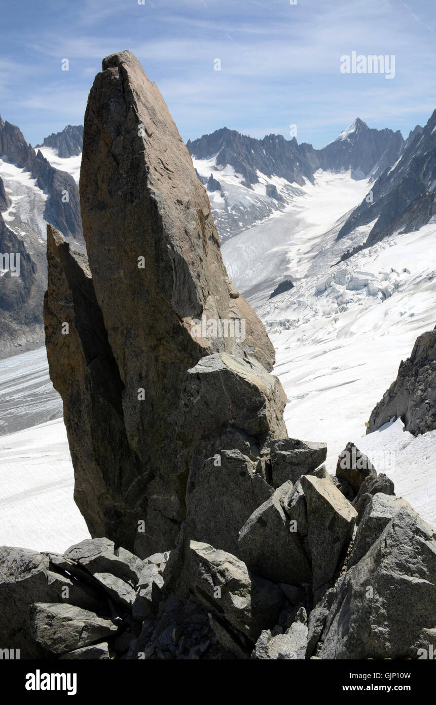 A photograph taken at Les Grands Montets ski resort in Chamonix, France ...