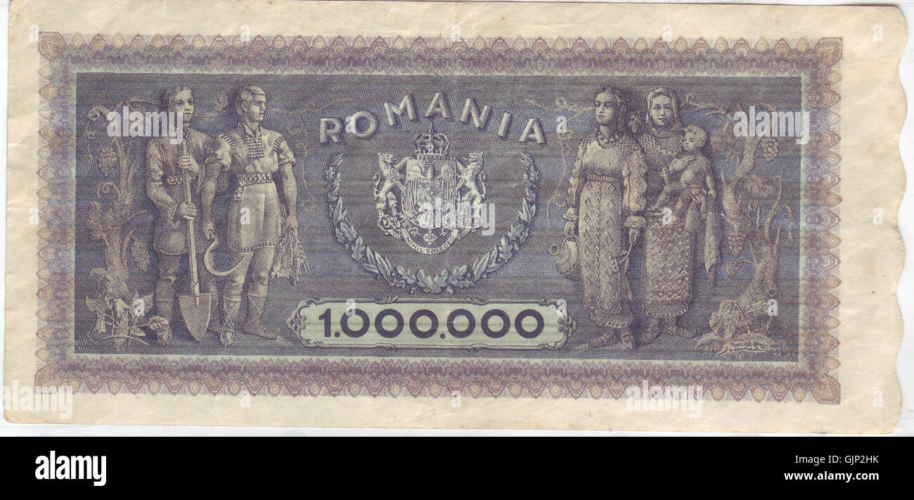 The 1,000,000 lei 1947 coin features the currency used in Romania ...