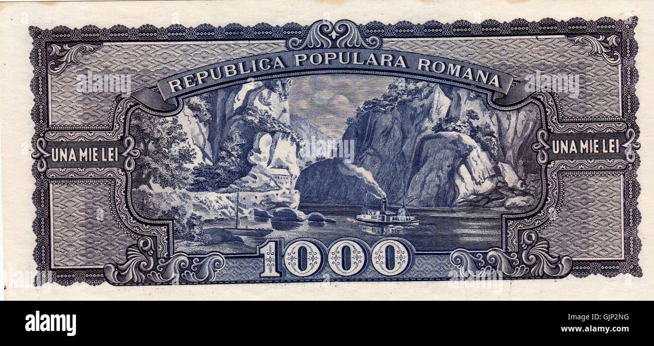 The 1950 Romanian 1000 Lei coin reverse features detailed engravings ...
