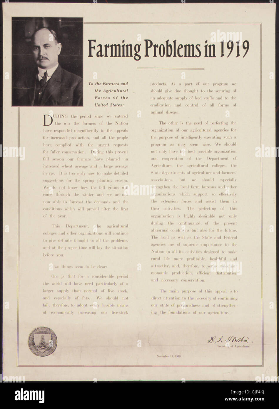 This historical image from the late 1910s captures farming issues ...