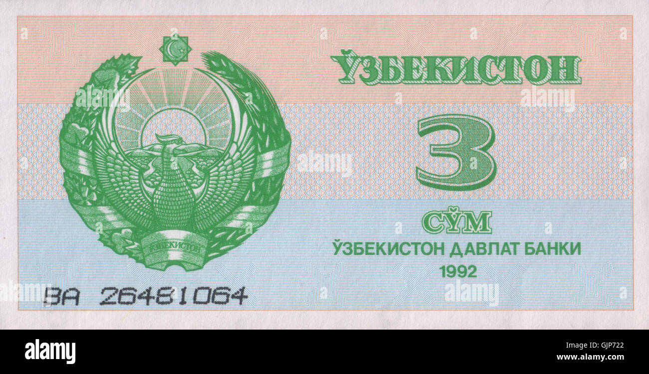 This coin, 3 som, from Uzbekistan issued in 1992, represents the ...