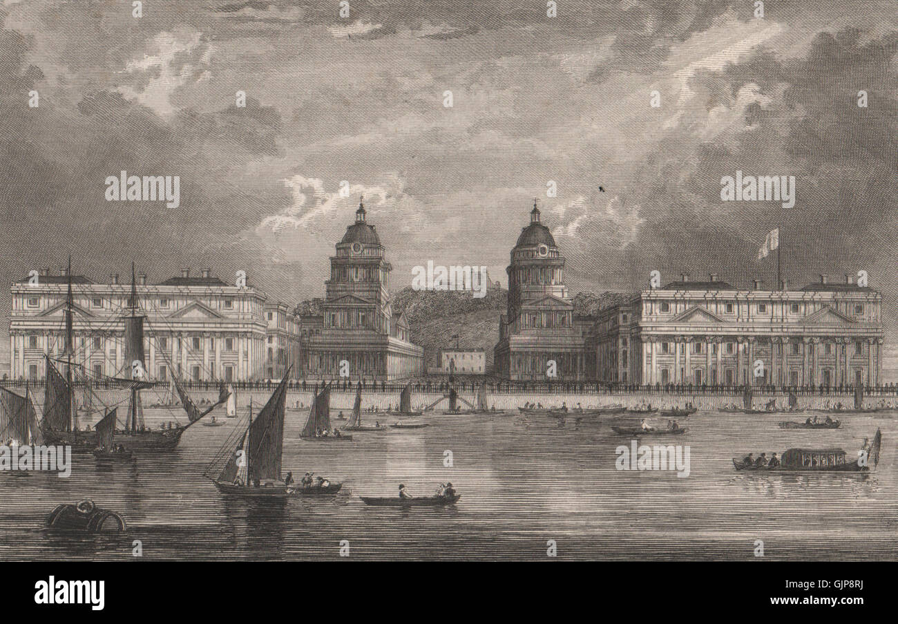 Greenwich Hospital. London. CAMPION, antique print 1829 Stock Photo - Alamy