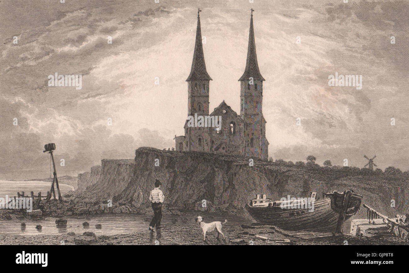 St Mary's Church, Reculver, Kent. SHEPHERD, antique print 1829 Stock ...