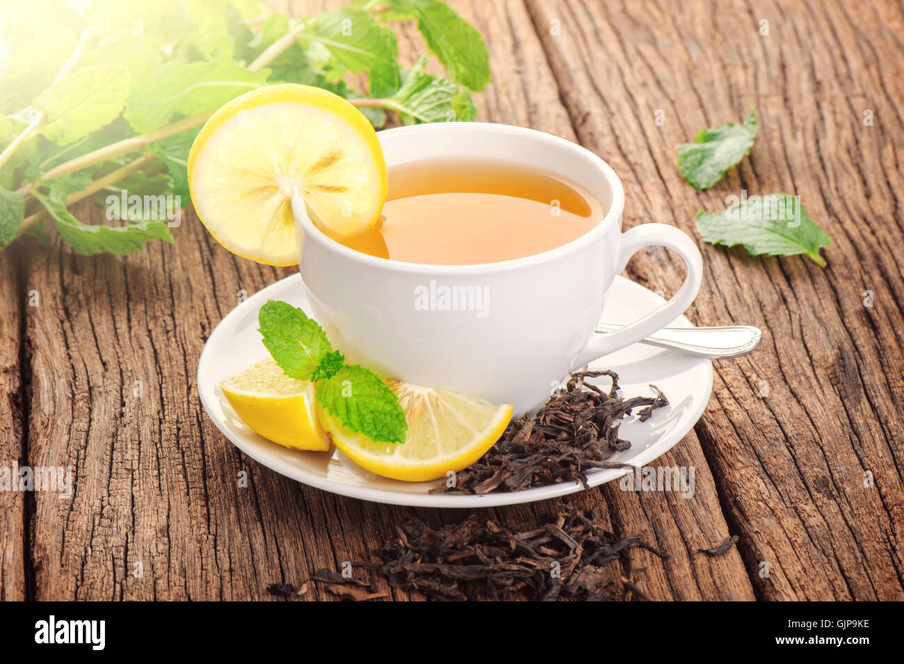 a cup of lemon tea with sliced lemon Stock Photo - Alamy