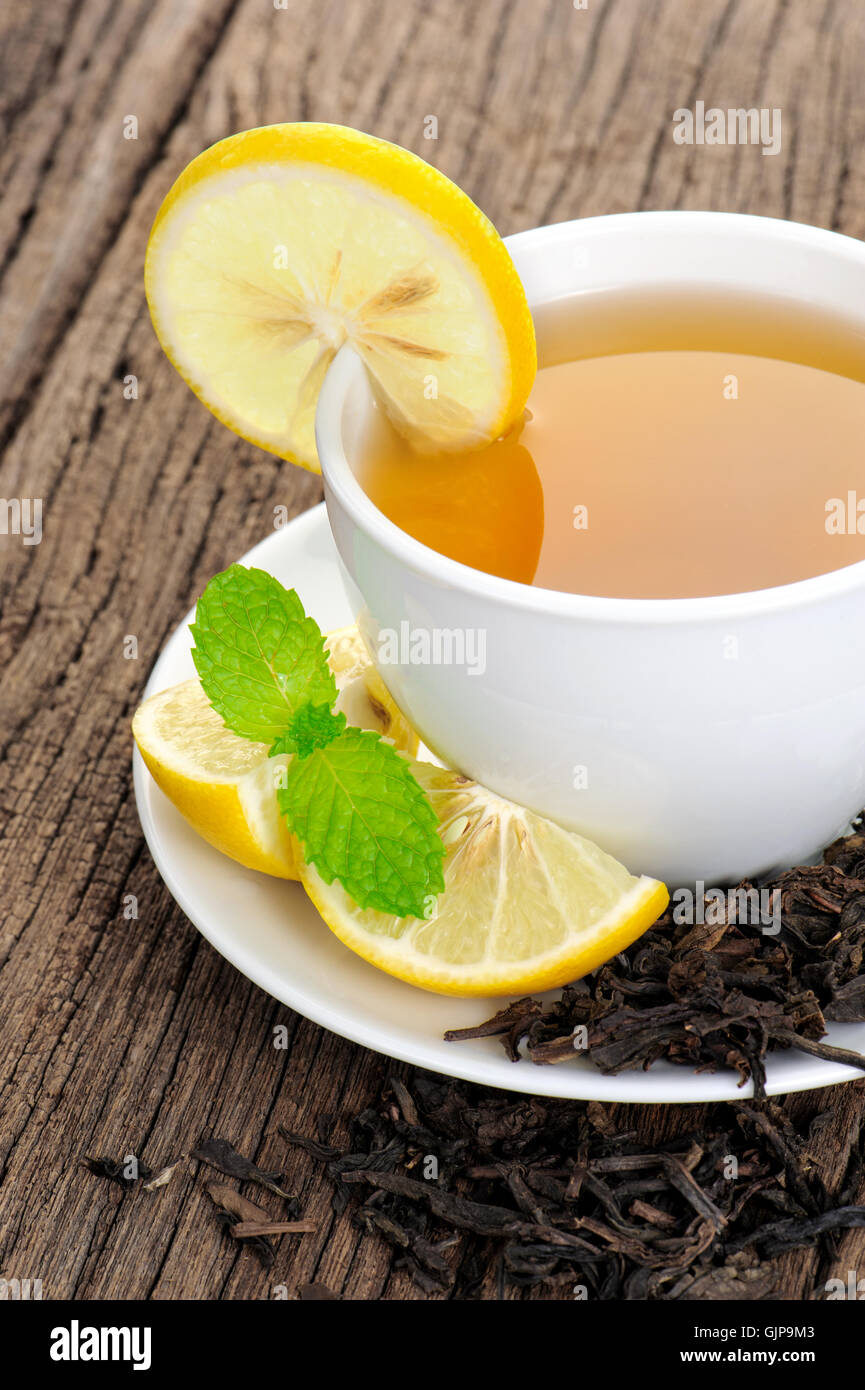a cup of lemon tea with sliced lemon Stock Photo - Alamy