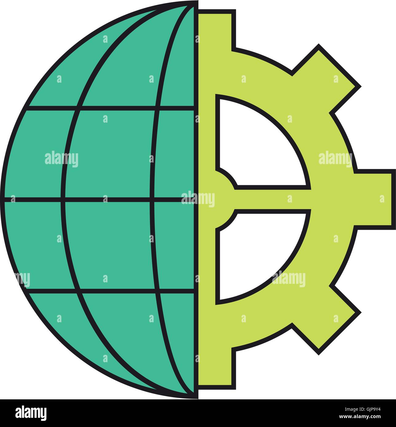 earth globe diagram and gear icon Stock Vector Image & Art - Alamy