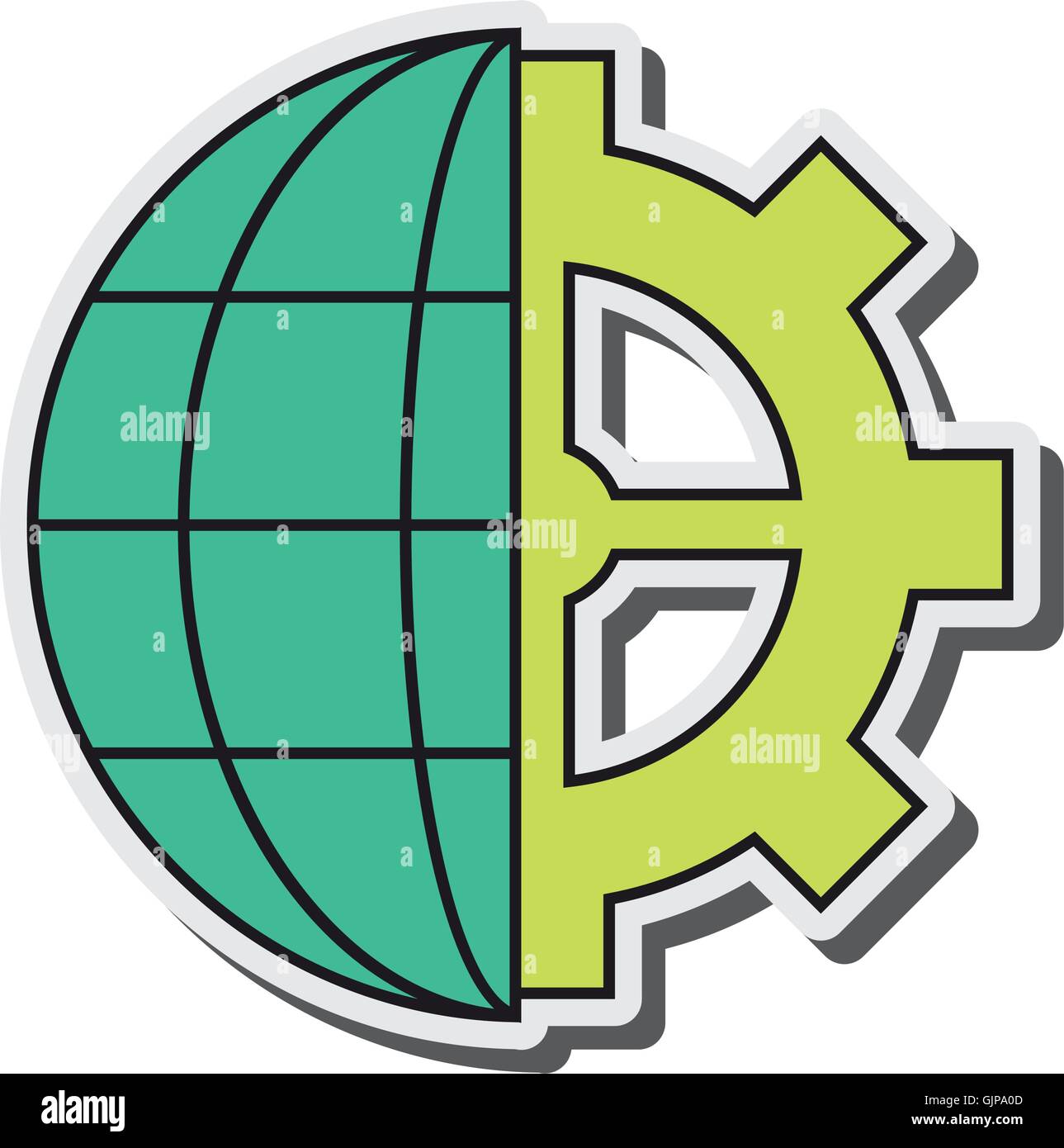 earth globe diagram and gear icon Stock Vector Image & Art - Alamy