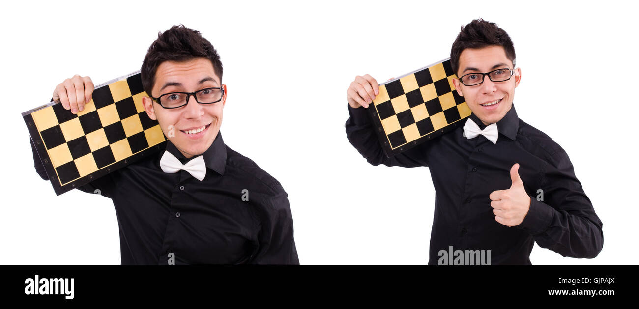 Funny chess player isolated on white Stock Photo - Alamy