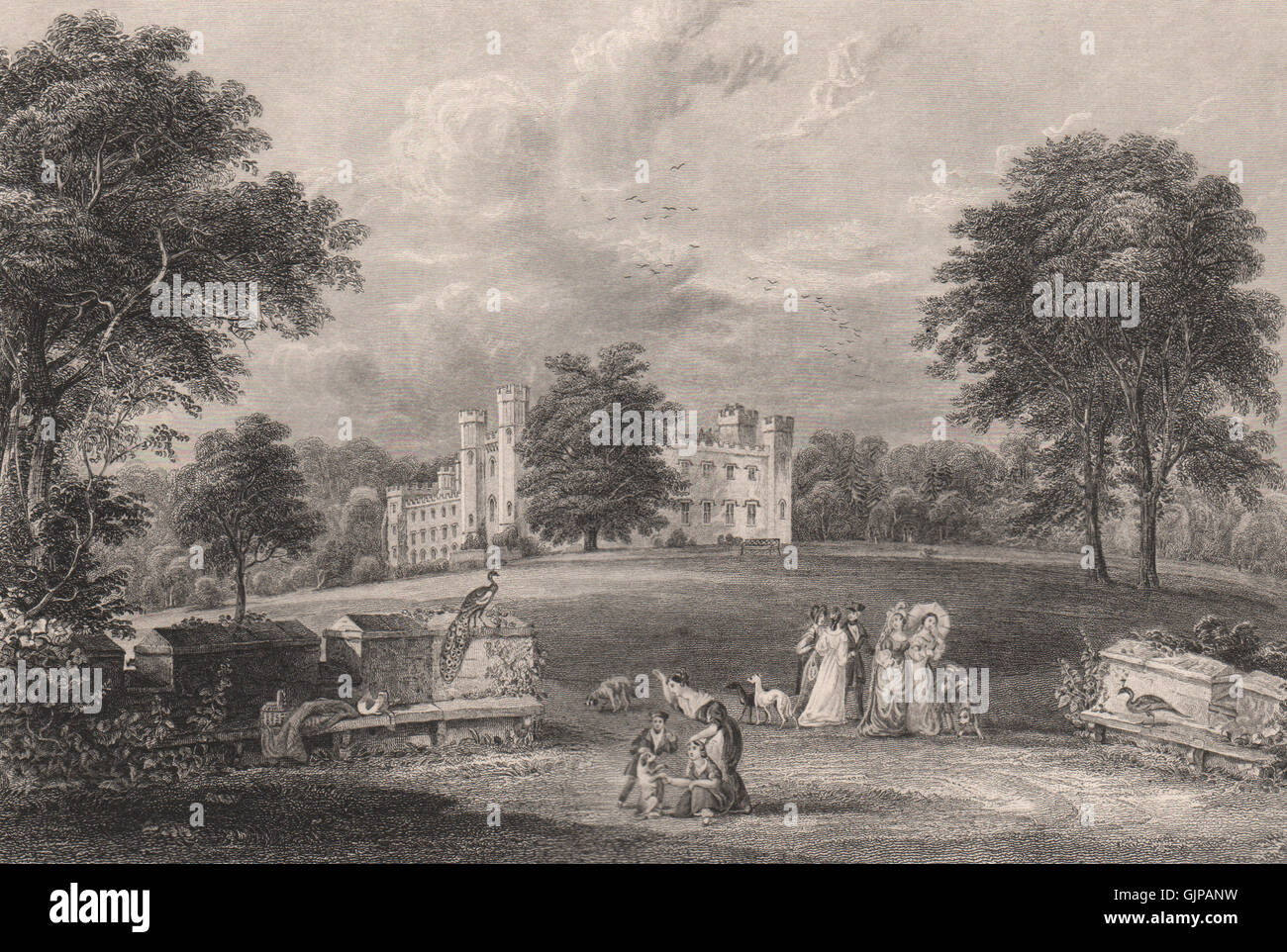 Scone Palace, Perthshire. Scotland, antique print 1845 Stock Photo - Alamy