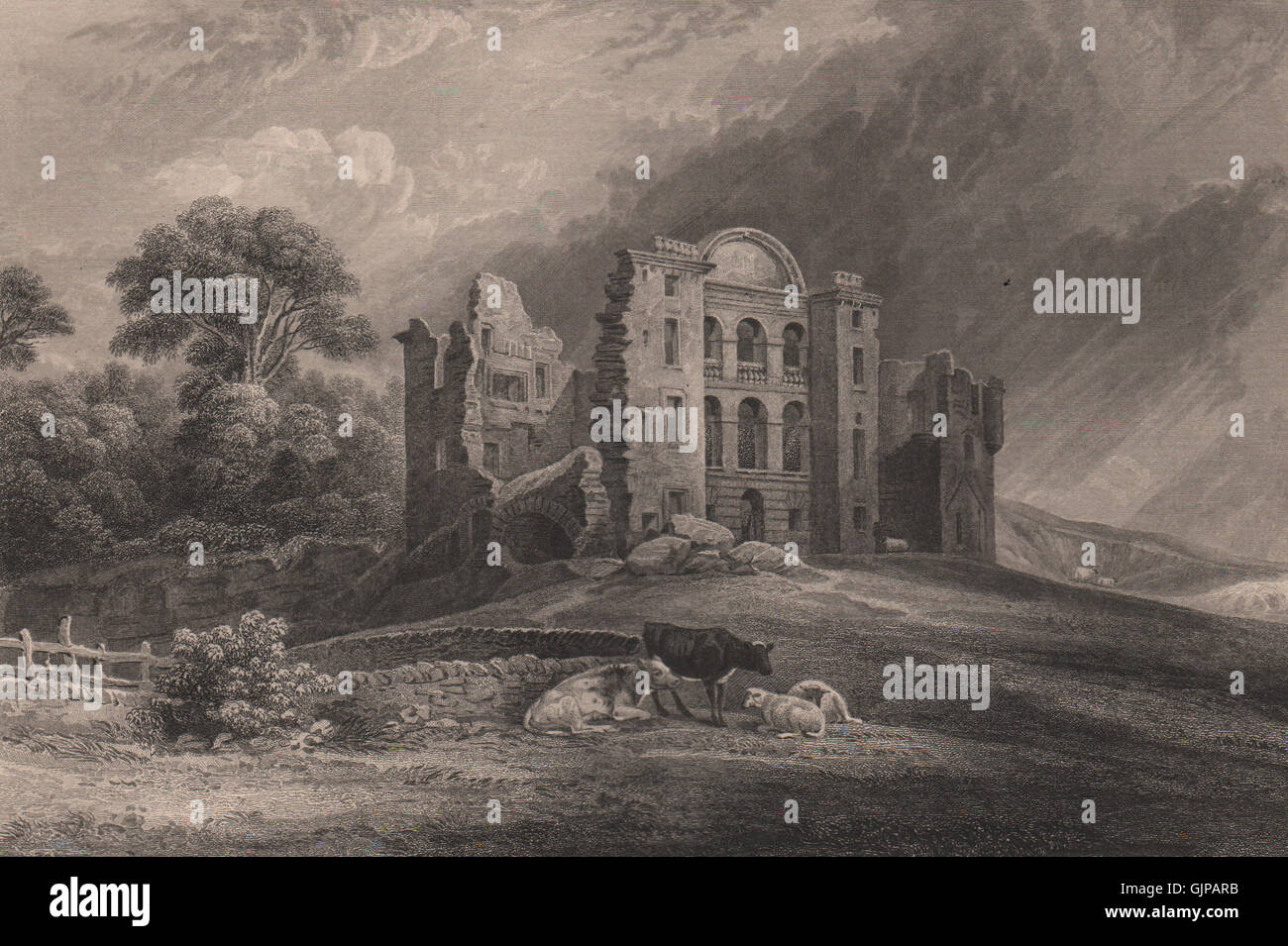 Craighall Castle ruins, Ceres, Fife. Scotland, antique print 1845 Stock ...