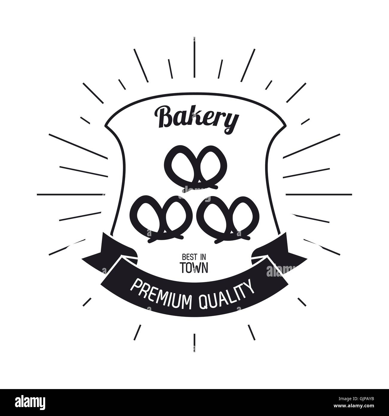 pretzel bread shield ribbon bakery icon. Vector graphic Stock Vector ...