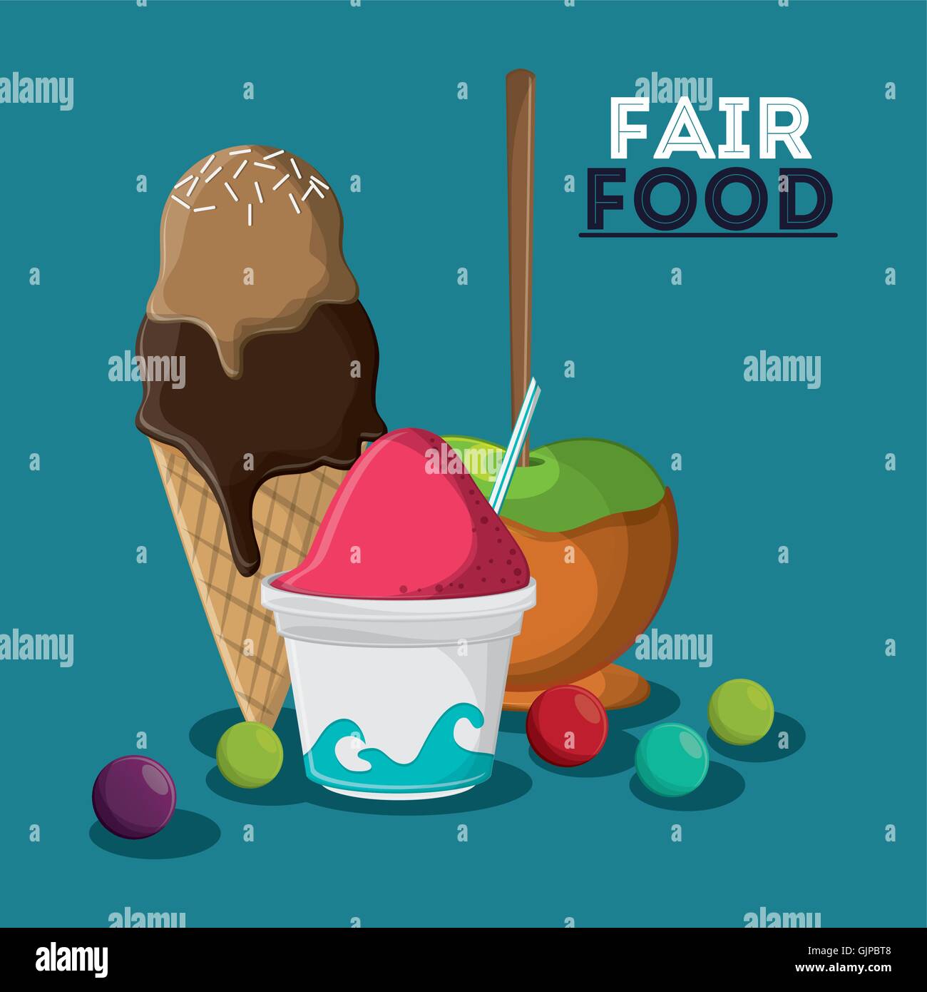 Apple fair food snack carnival vector Stock Vector Images - Alamy