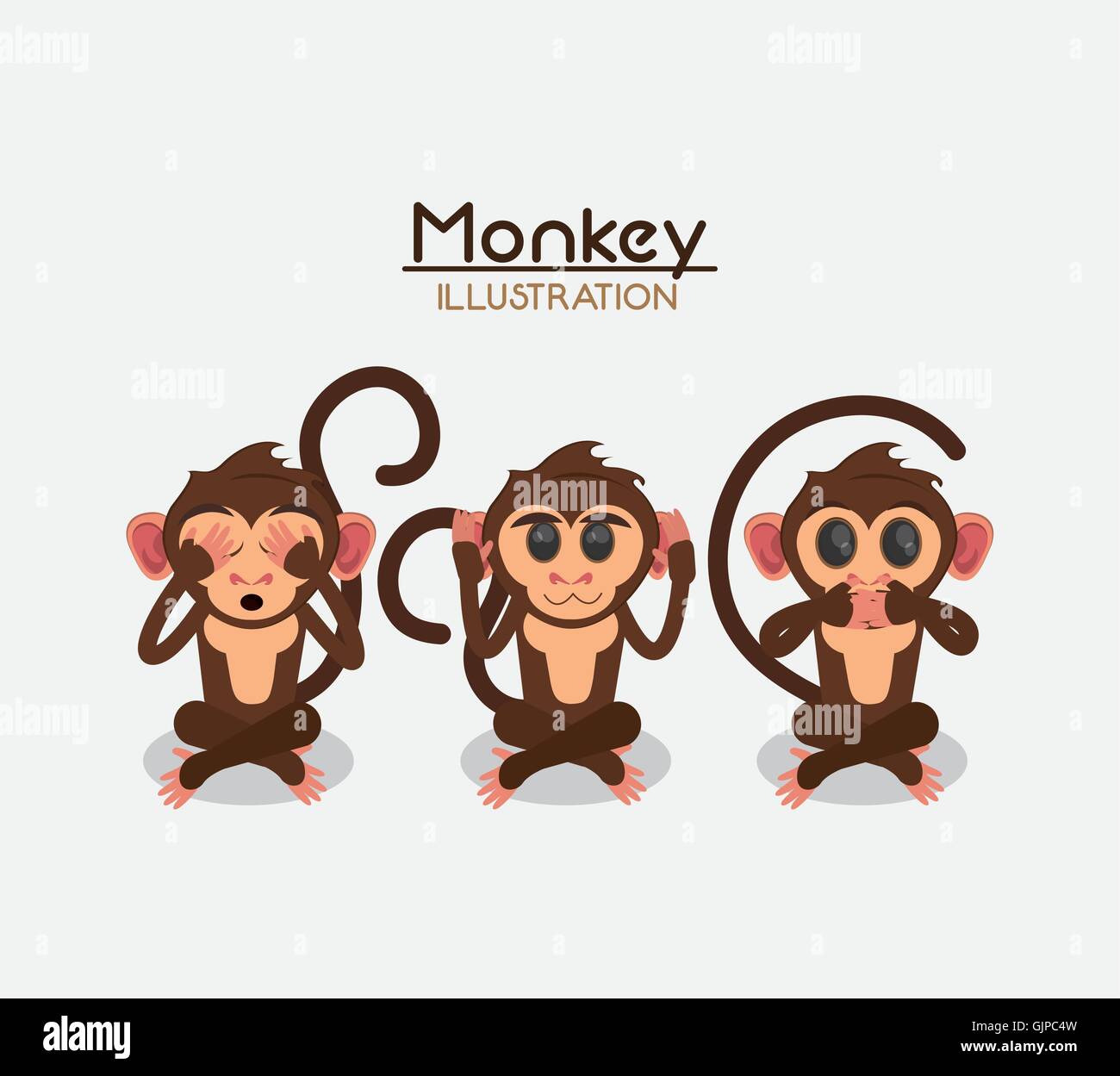 Monkey set cartoon animal design Stock Vector Image & Art - Alamy