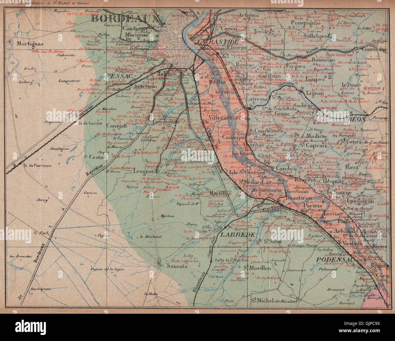 BORDEAUX WINE MAP. Graves Pessac Entre-deux-Mers. chateaux. COCKS ...