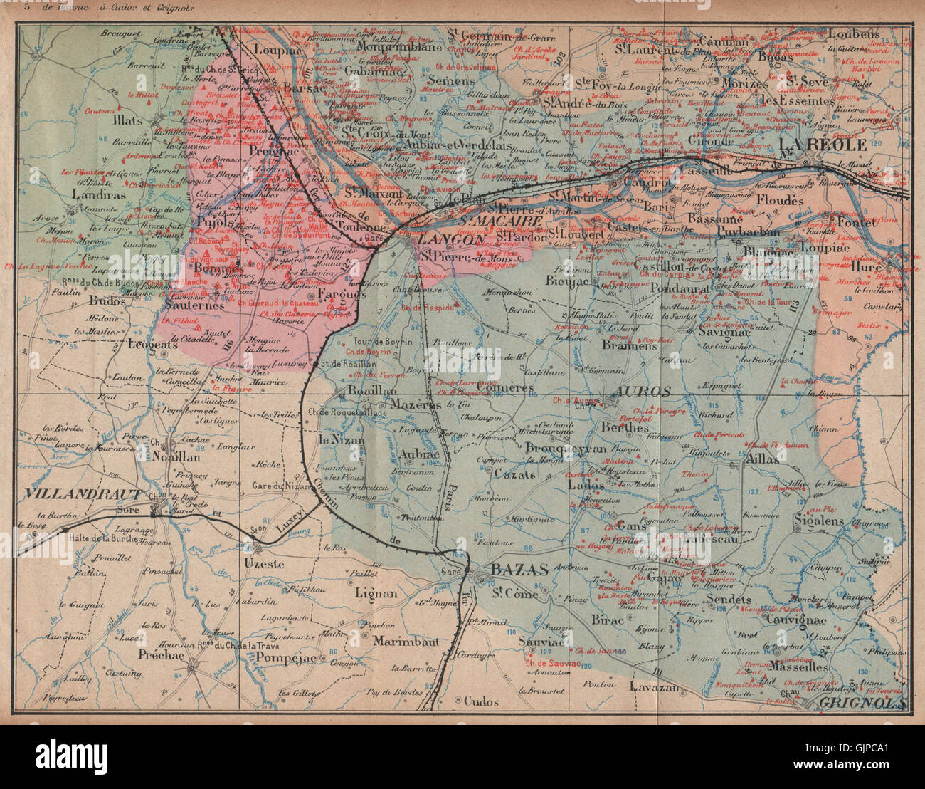 BORDEAUX WINE MAP. La Réole. Graves Entre-deux-Mers chateaux. COCKS ...