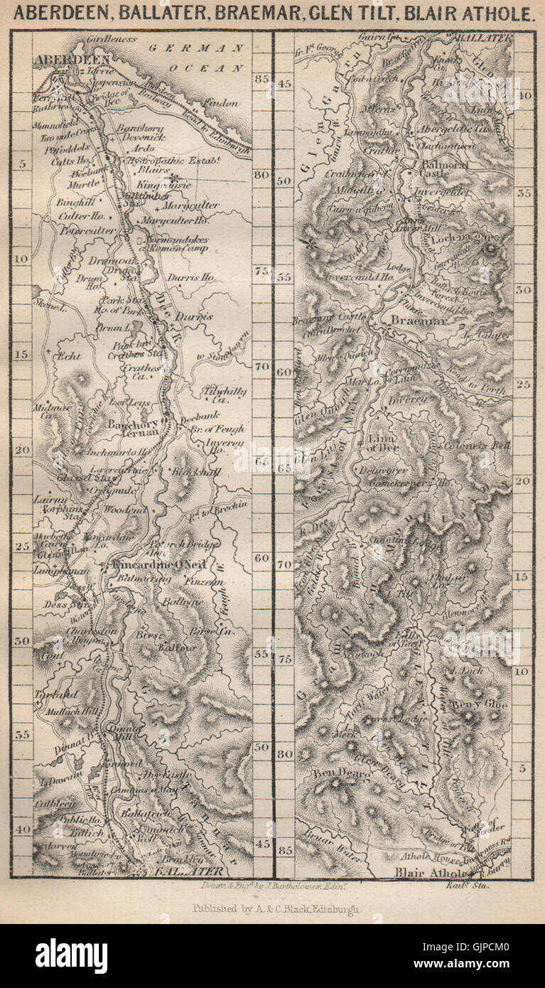 ABERDEEN, Ballater, Braemar, Tilt, Blair Athole. Scotland, 1886 antique ...