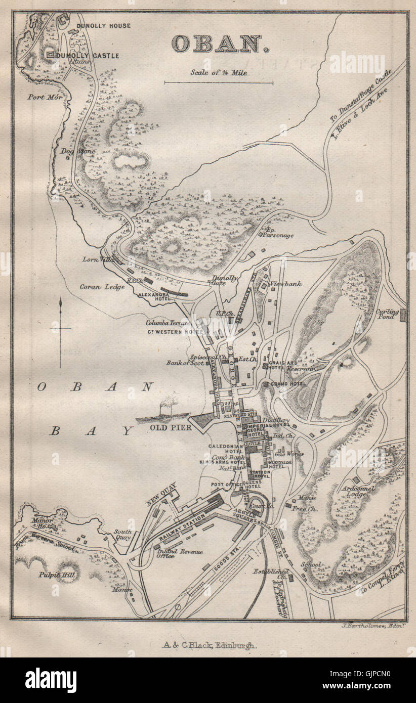 OBAN antique town plan & bay. Scotland, 1886 antique map Stock Photo ...