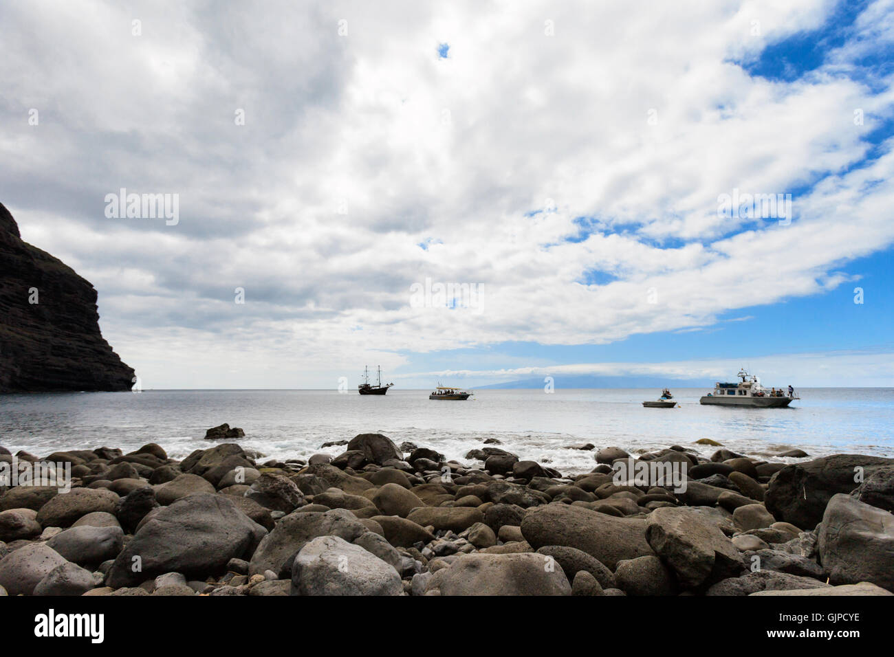 Summer seascape on tropical island Tenerife, Canary in Spain. Masca ...