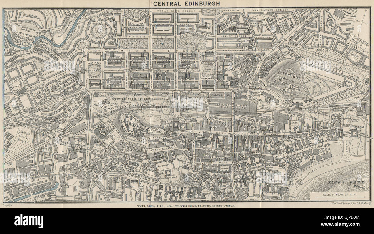 CENTRAL EDINBURGH vintage town/city plan. Scotland. WARD LOCK, 1939 old ...