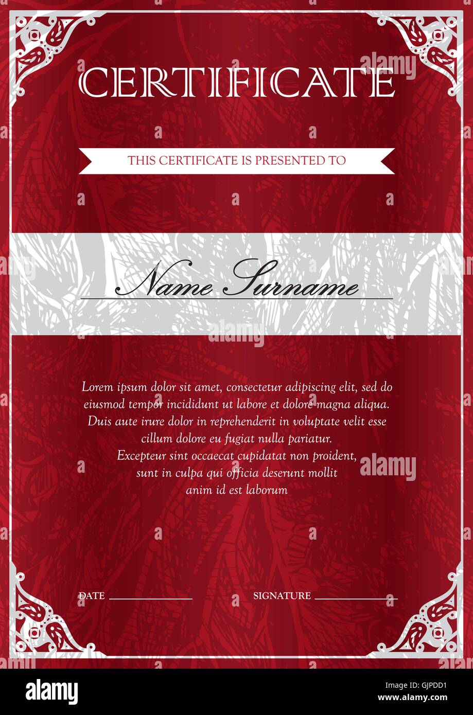 Vertical red certificate diploma template hi-res stock photography and ...