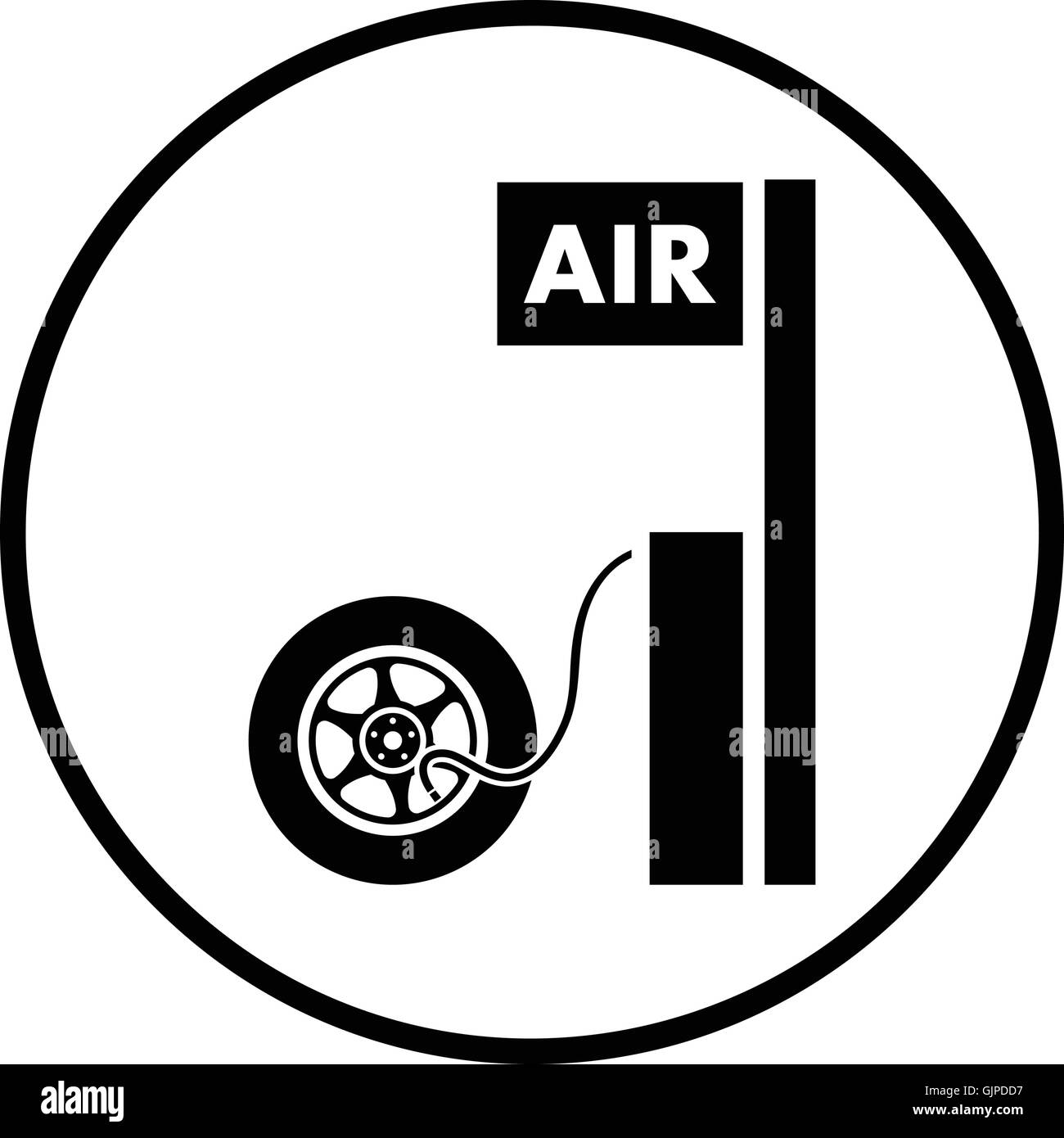 Wheels pump station icon. Thin circle design. Vector illustration Stock ...