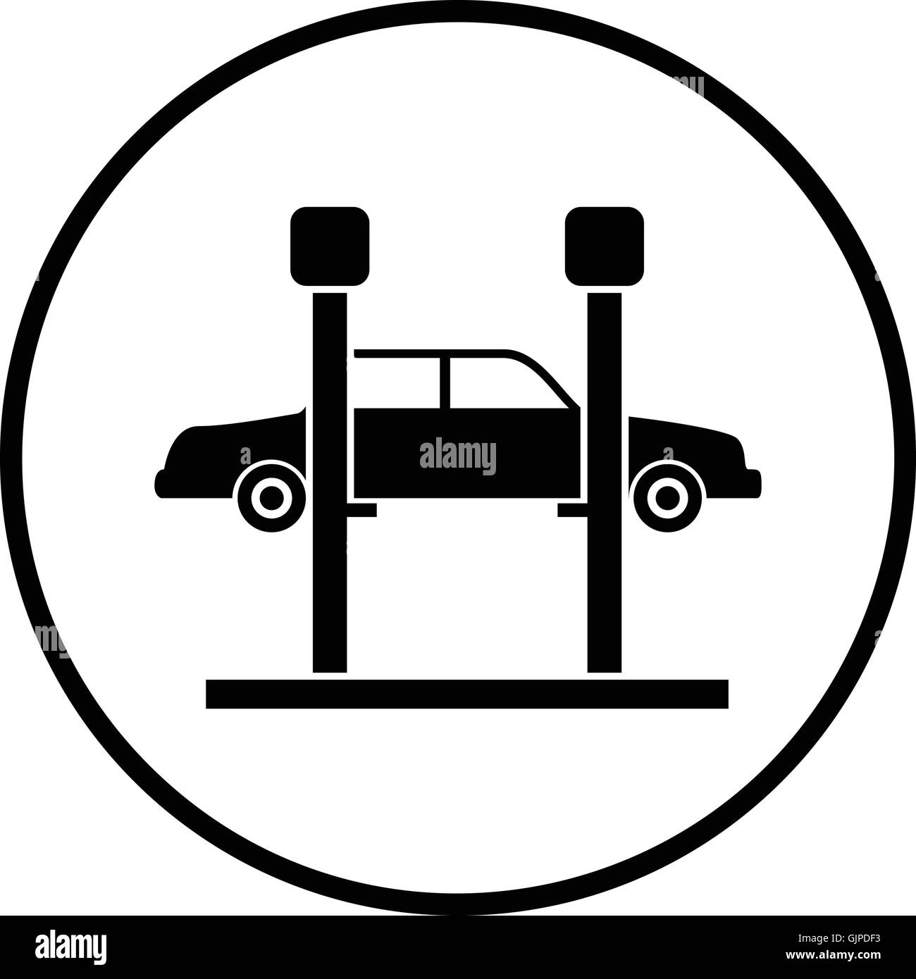 Car lift icon. Thin circle design. Vector illustration Stock Vector ...